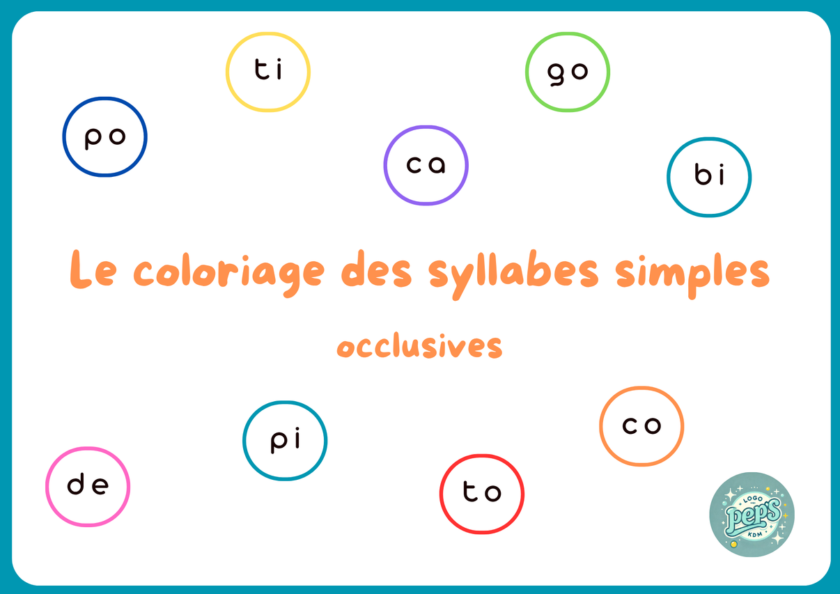 Le coloriage des syllabes simples occlusives – Logo Pep's